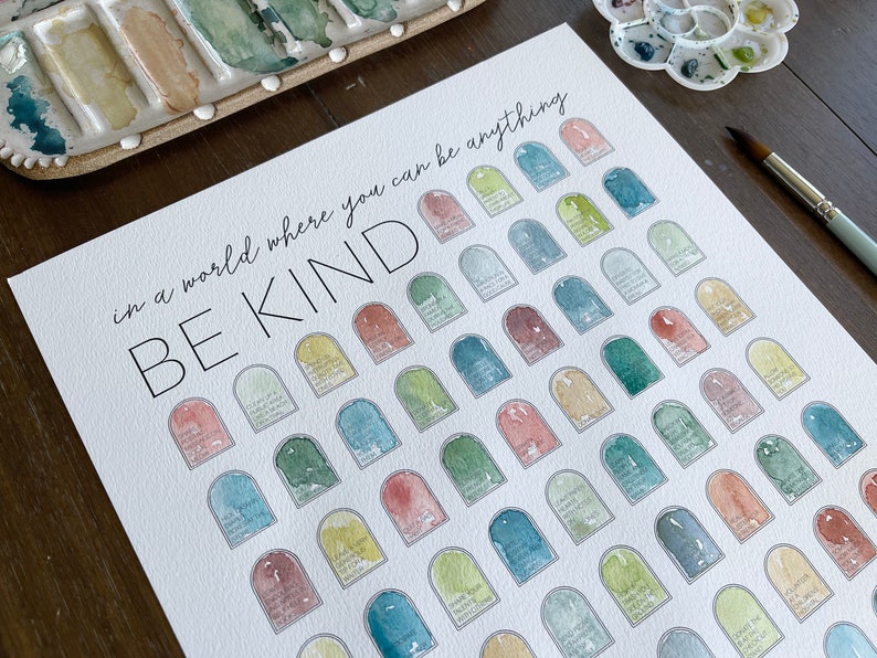 Be Kind Bucket List Kindness Matters Poster Family Gift - Etsy