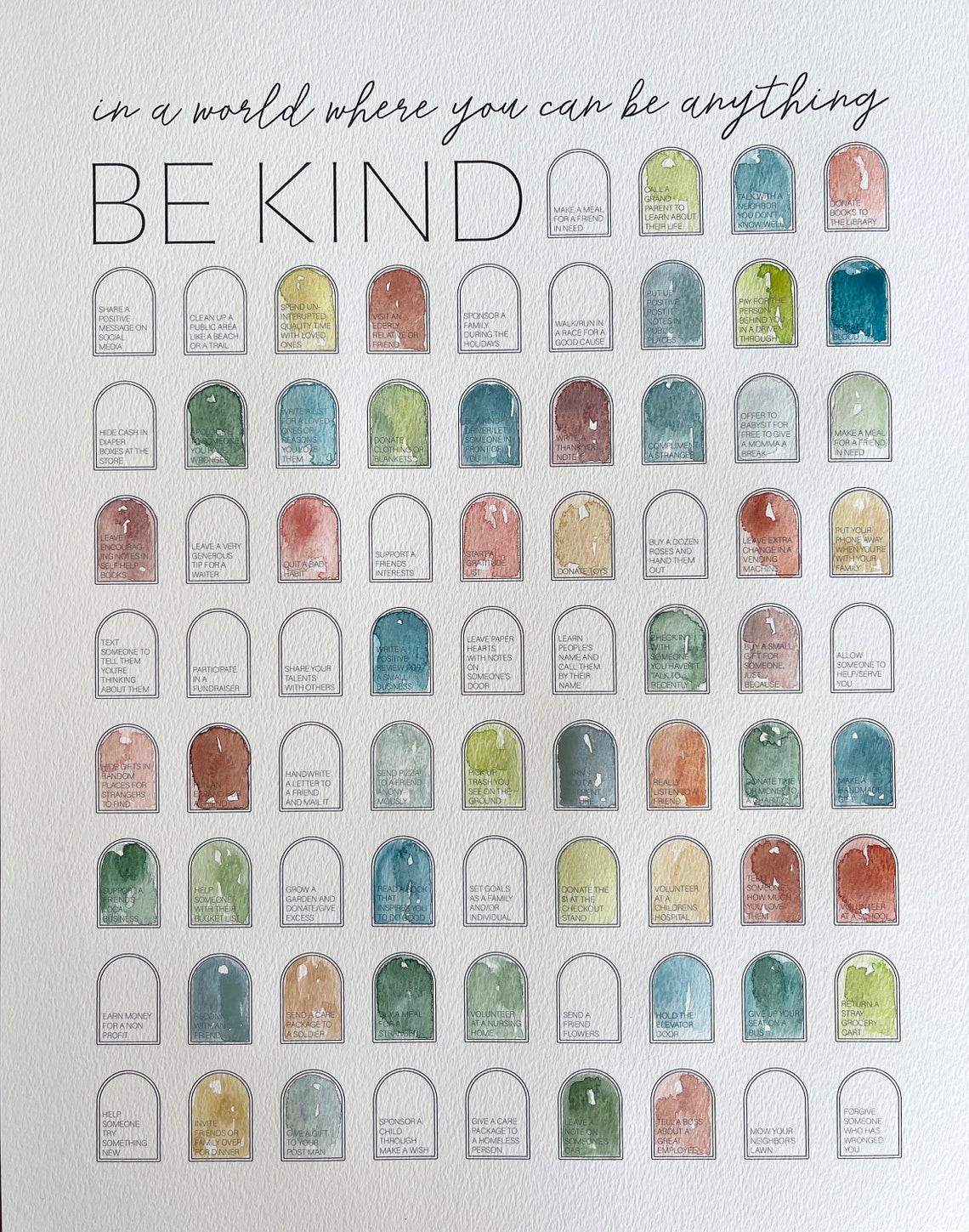 Be Kind Bucket List Kindness Matters Poster Family Gift - Etsy