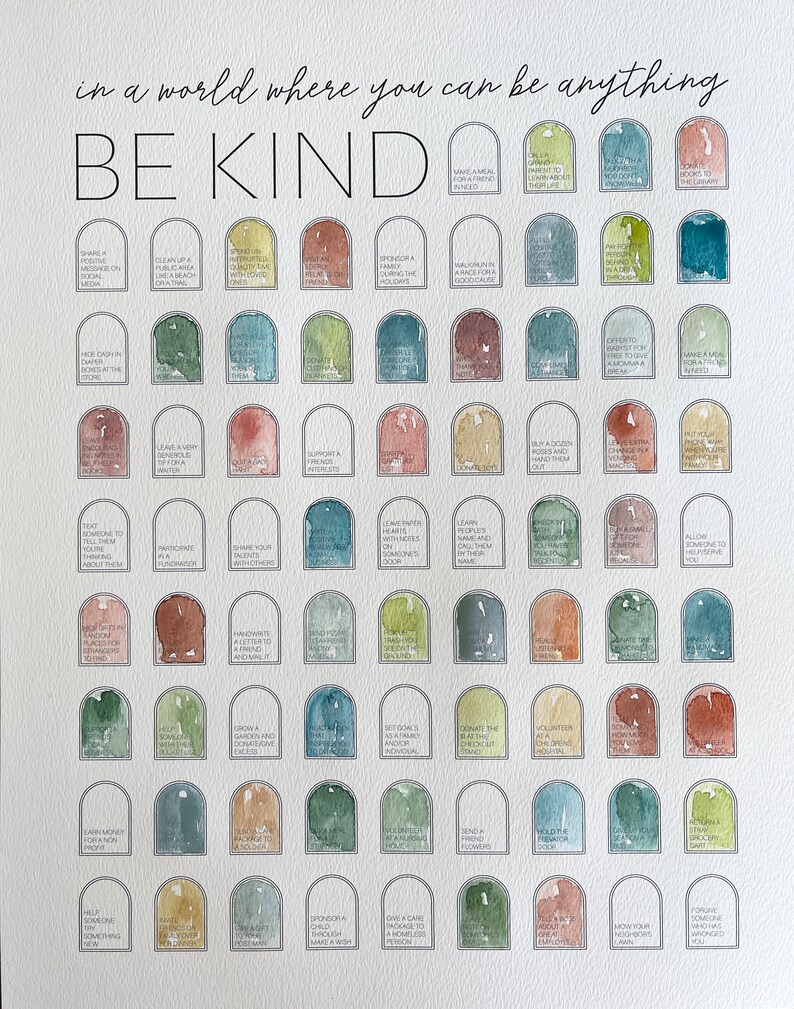 Be Kind Bucket List Kindness Matters Poster Family Gift - Etsy