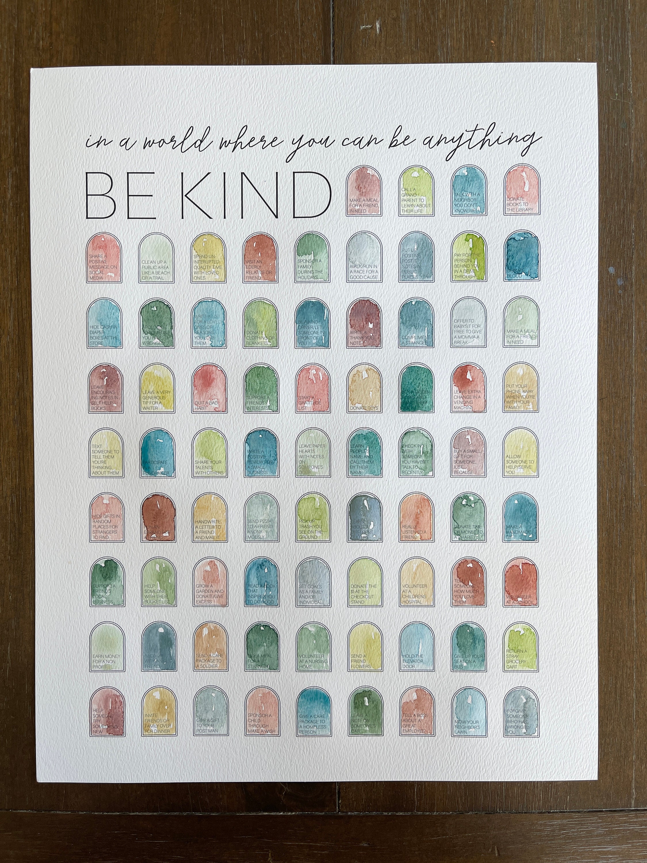 Be Kind Bucket List Kindness Matters Poster Family Gift - Etsy