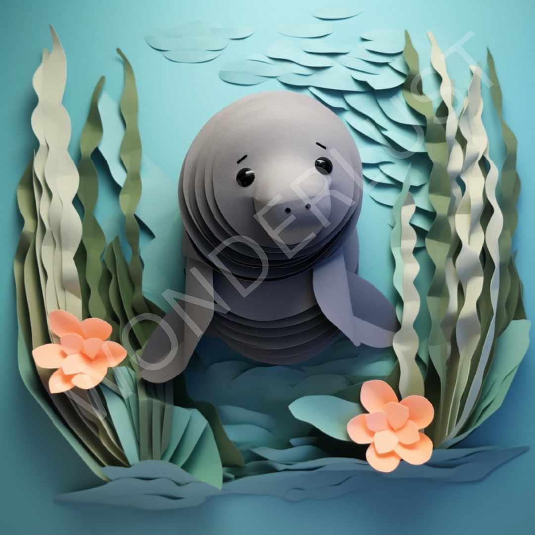 Lindo Manatí Digital Descargar Clip Art Archivo 300 DPI JPG y PDF ...