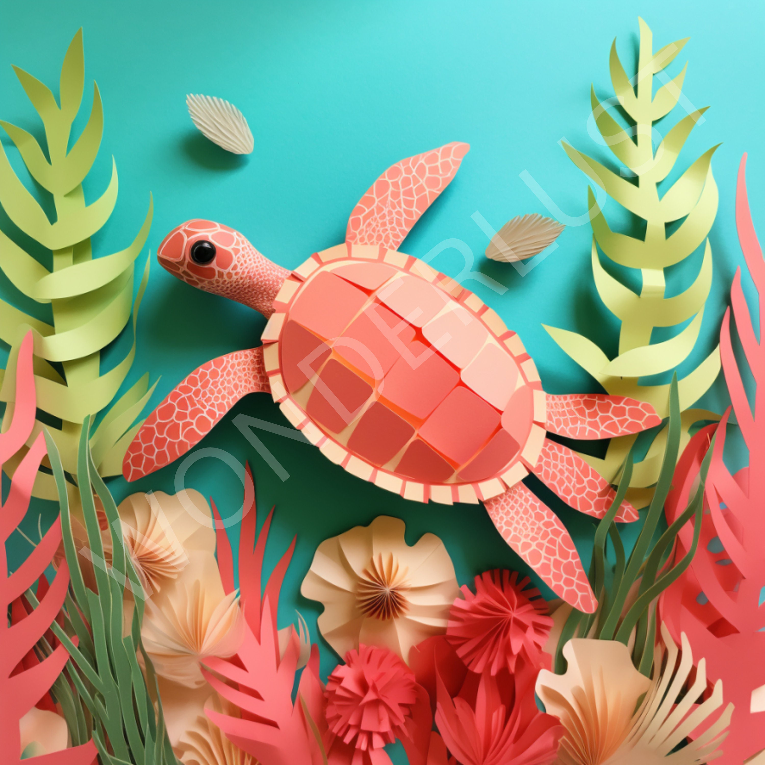 Cute Sea Turtle Digital Download - Adorable Ocean Life Illustration for ...