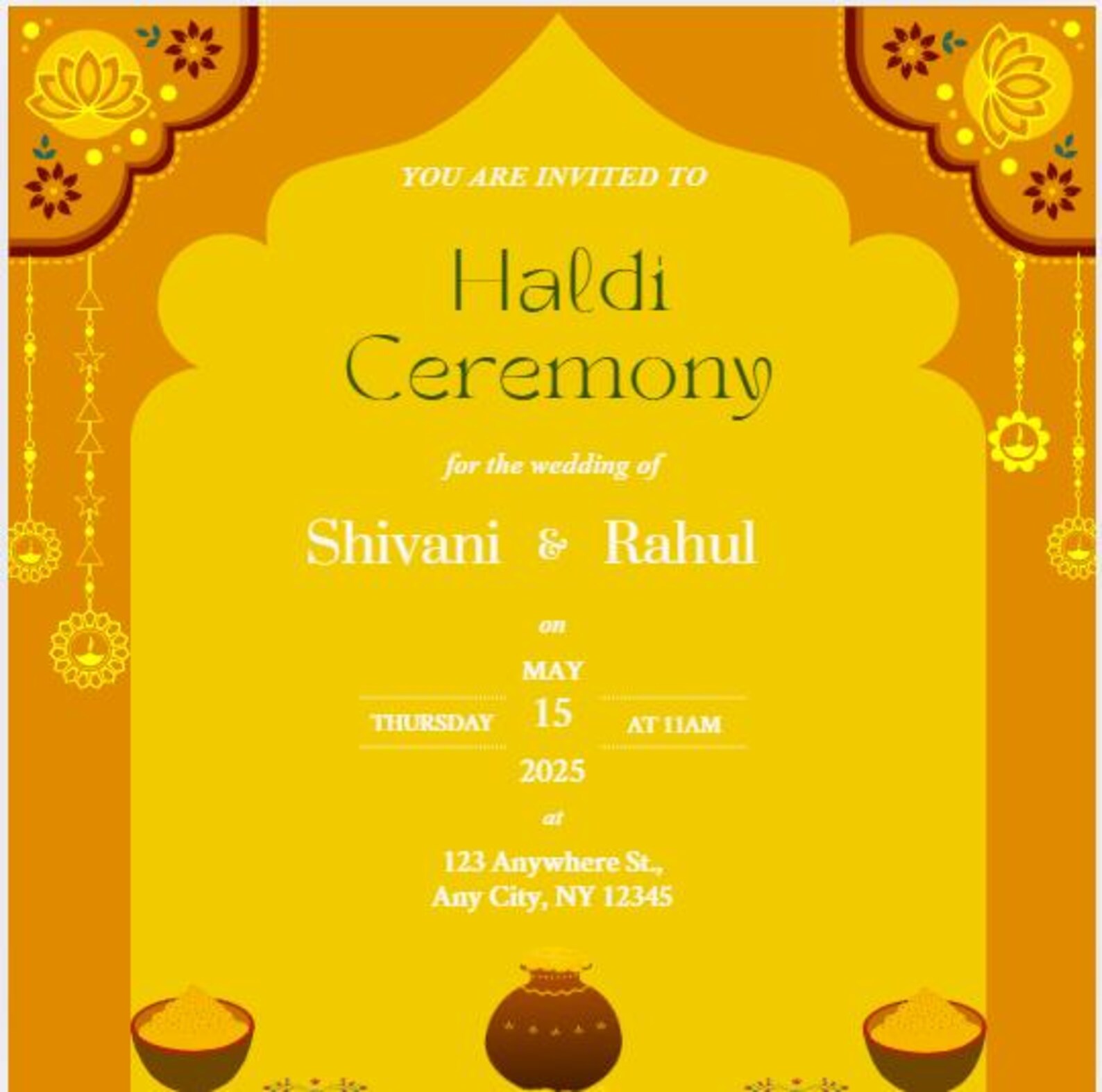 Beautiful Indian Haldi Invitation Card - Digital and Editable - Etsy