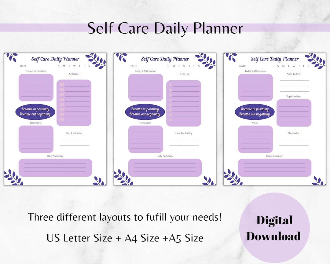 Self Care Daily Planner Printable Affirmation & Quote Daily - Etsy