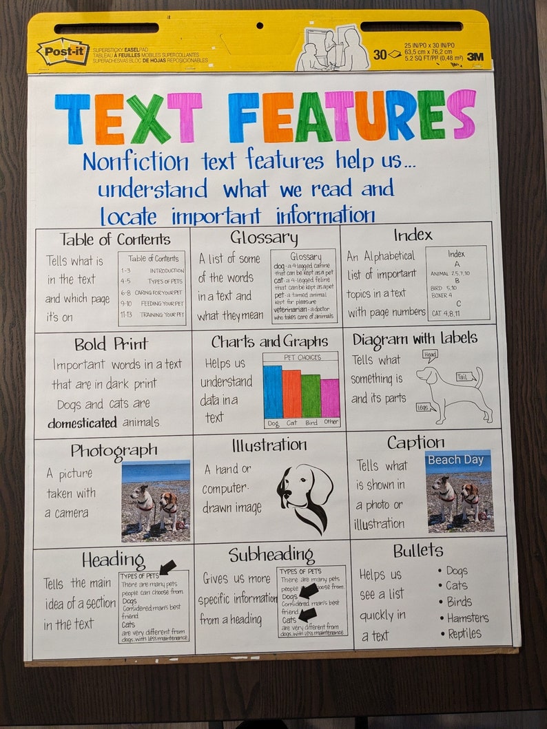 Text Features Anchor Chart - Etsy Text Features Anchor Chart - Etsy