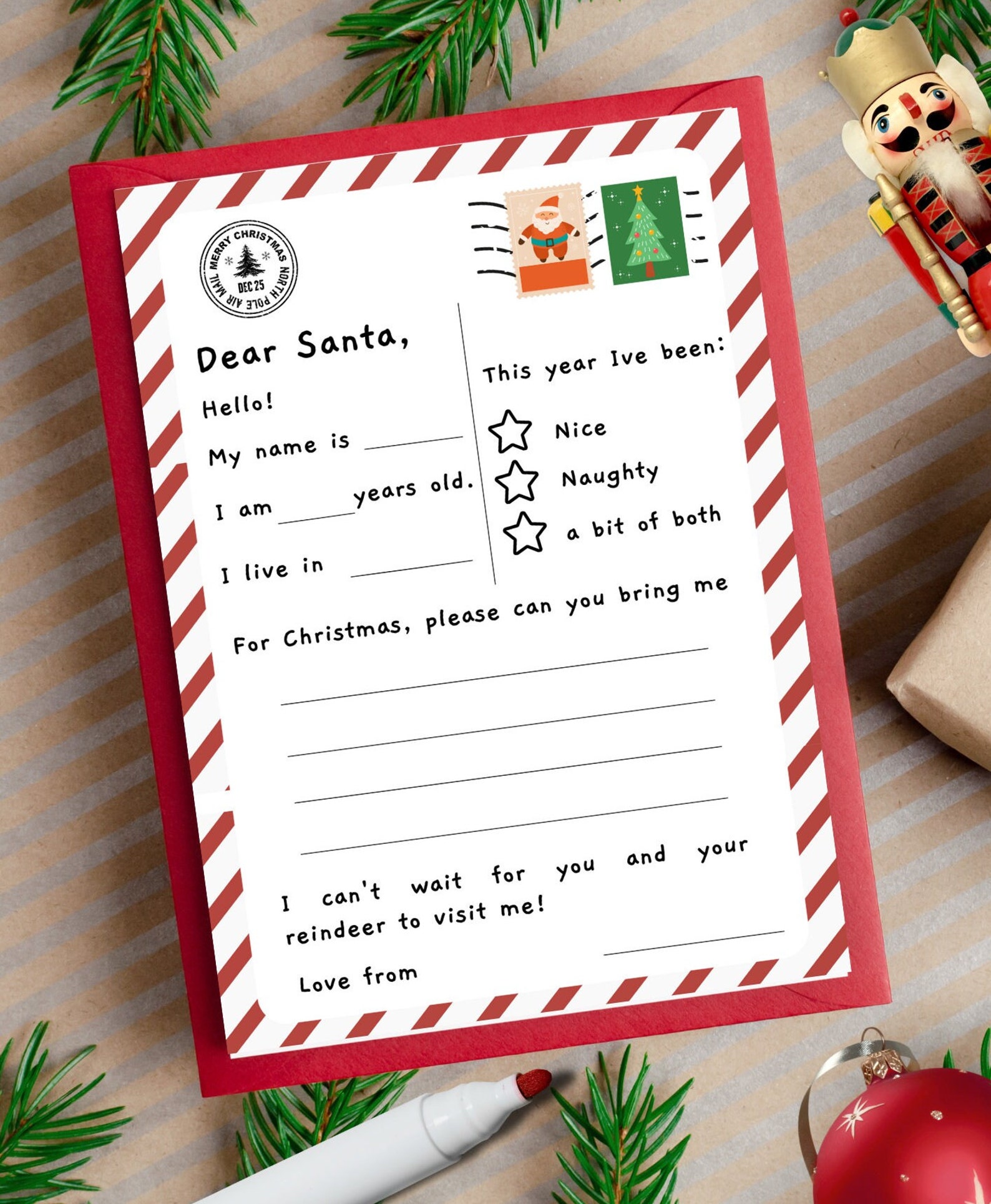 Letter to Santa | Dear Santa | Printable Letter to Santa | Christmas ...