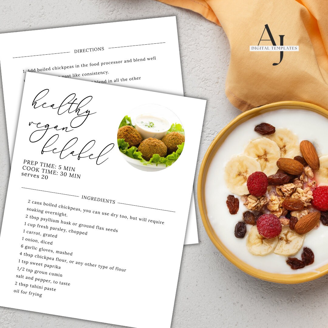 Recipe Photo Card Editable Recipe Card Personalized Recipe - Etsy