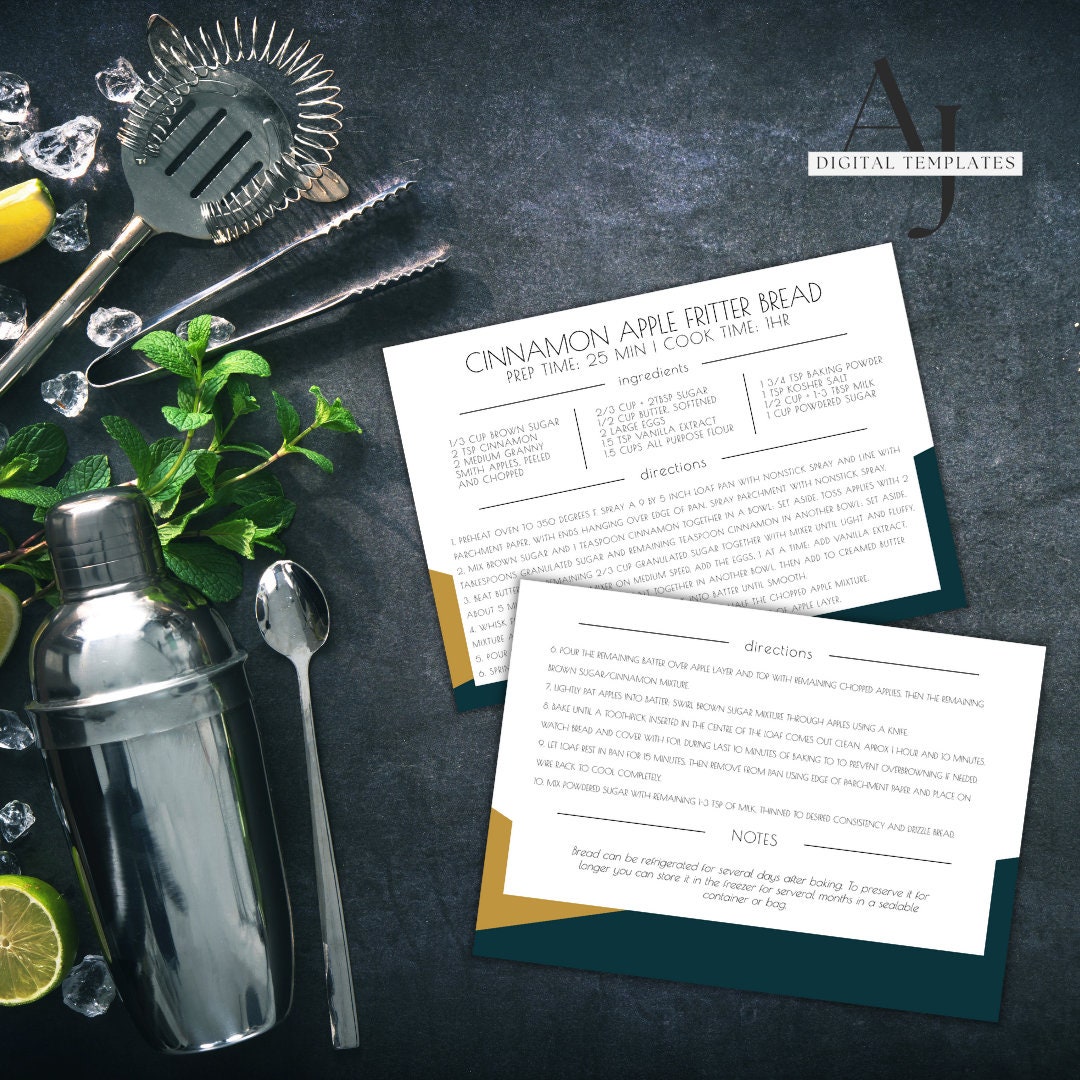 Recipe Card Printable, Editable Recipe Card, Personalized Recipe Book ...