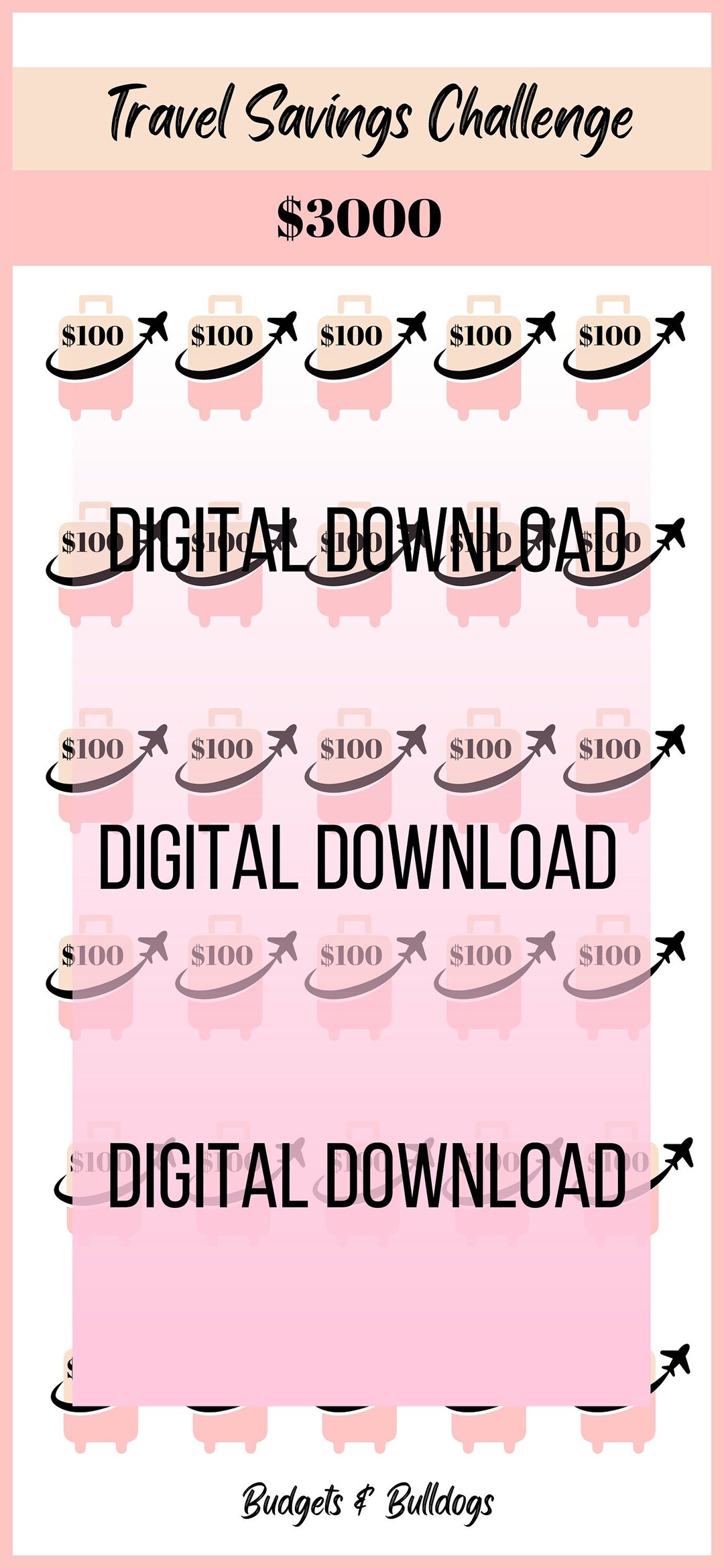 Digital Download, Travel Savings Challenge, Instant Download, Savings ...