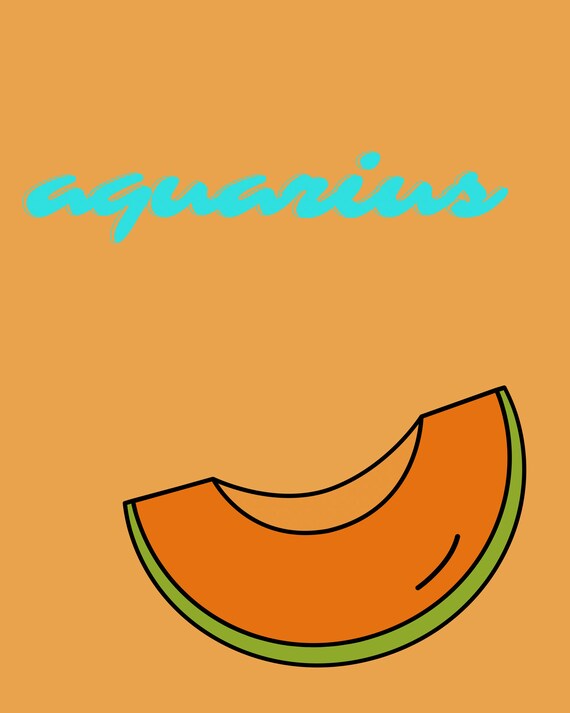 Zodiac Fruit Aquarius Melon Wall Art - Etsy