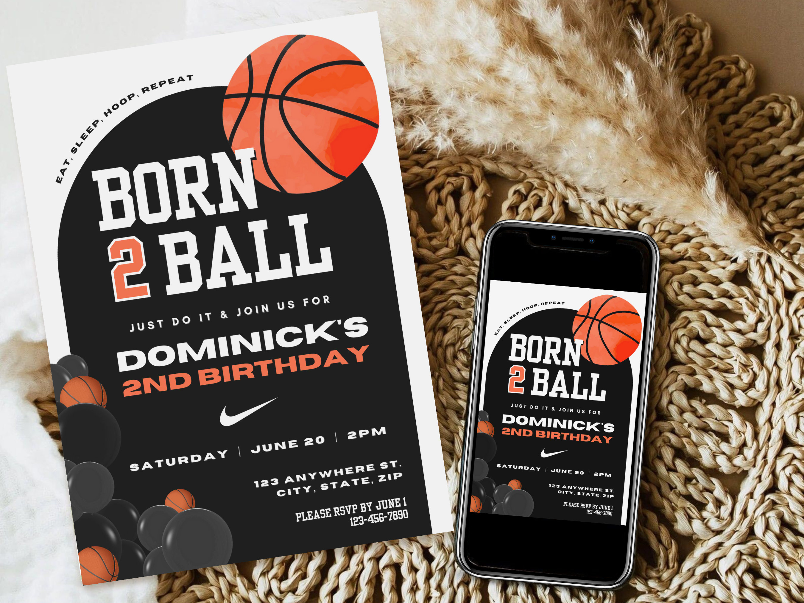 Basketball Birthday Invitation, Sports Birthday Invite, 2nd Birthday ...