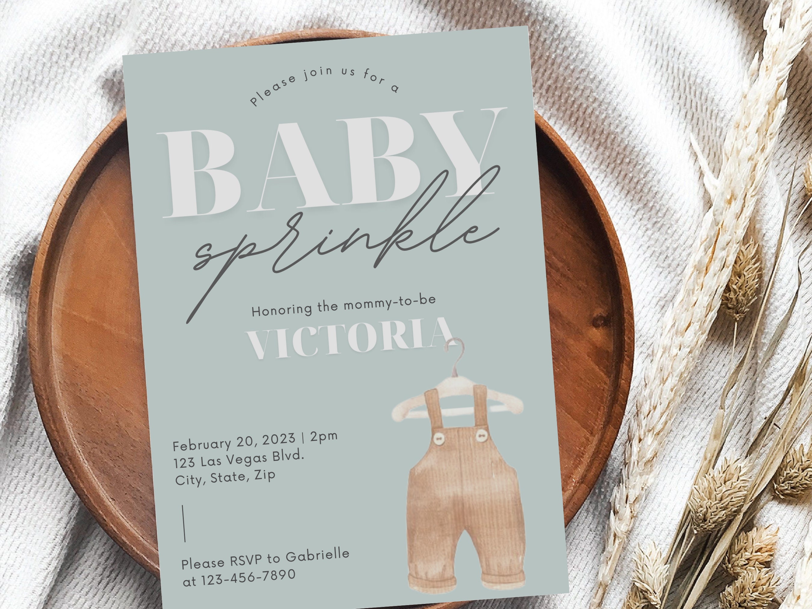 Baby Boy Sprinkle, Baby Sprinkle Invite, Sprinkle Invitation, Sage ...