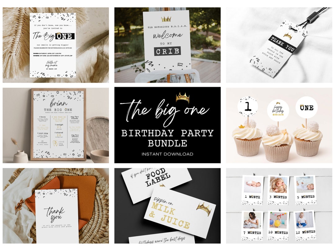 The Notorious One Birthday Template Bundle, Notorious One Birthday ...