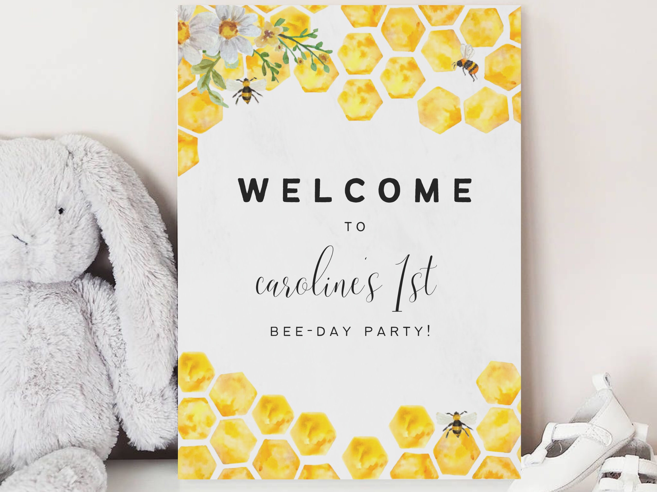 First Bee Day Welcome Sign Honey Bee 1st Birthday Party - Etsy
