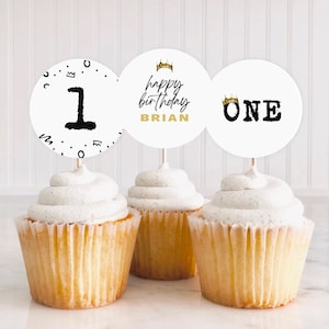 The Big One Birthday Cupcake Toppers Template, the Big One Cupcake ...