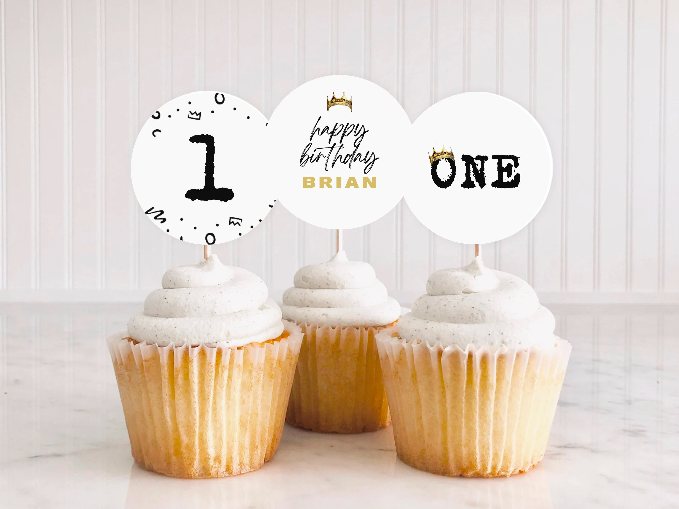 The Big One Birthday Cupcake Toppers Template, the Big One Cupcake ...