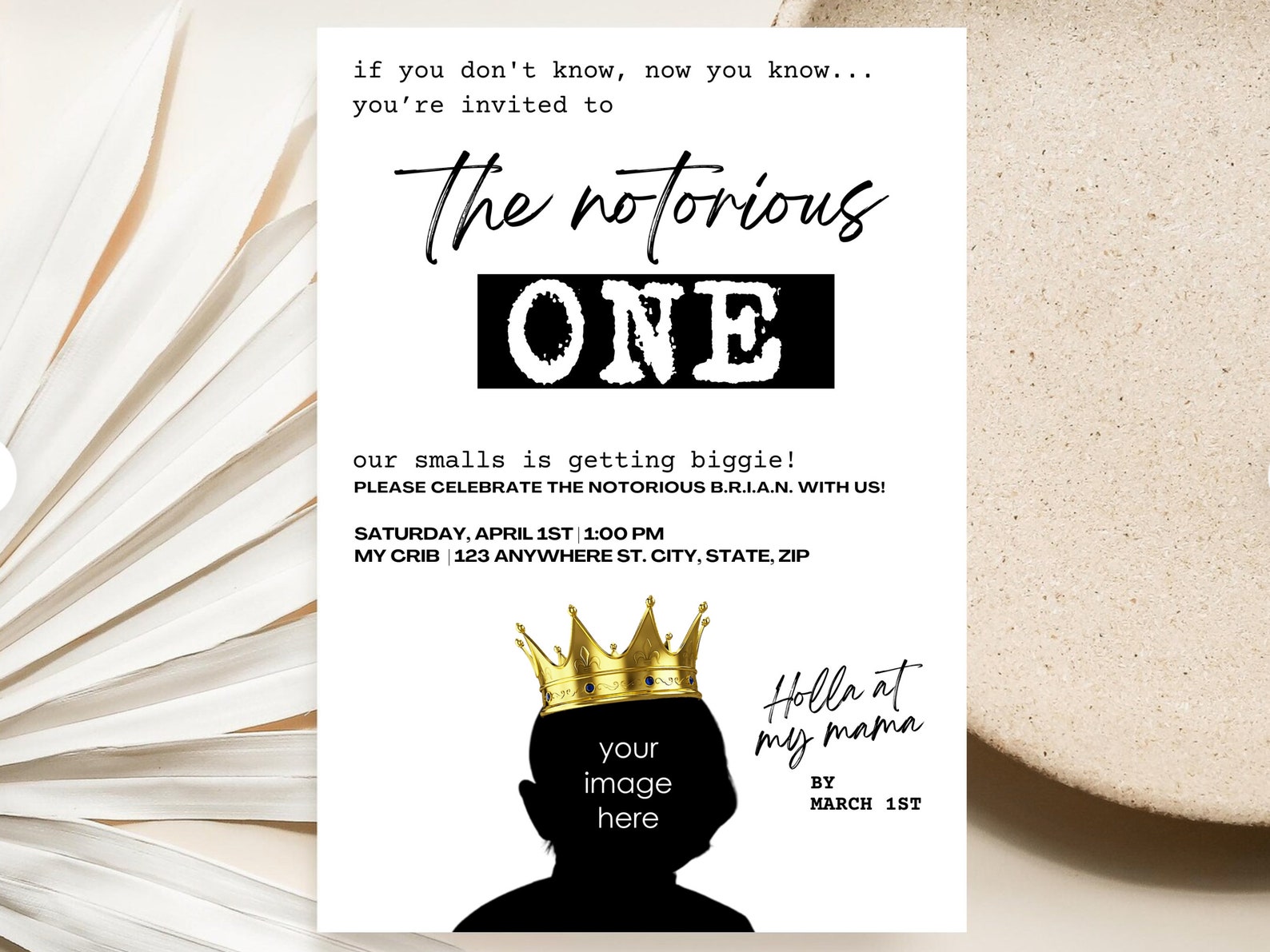 Notorious One Birthday Invitation, the Big One Birthday Invitation ...