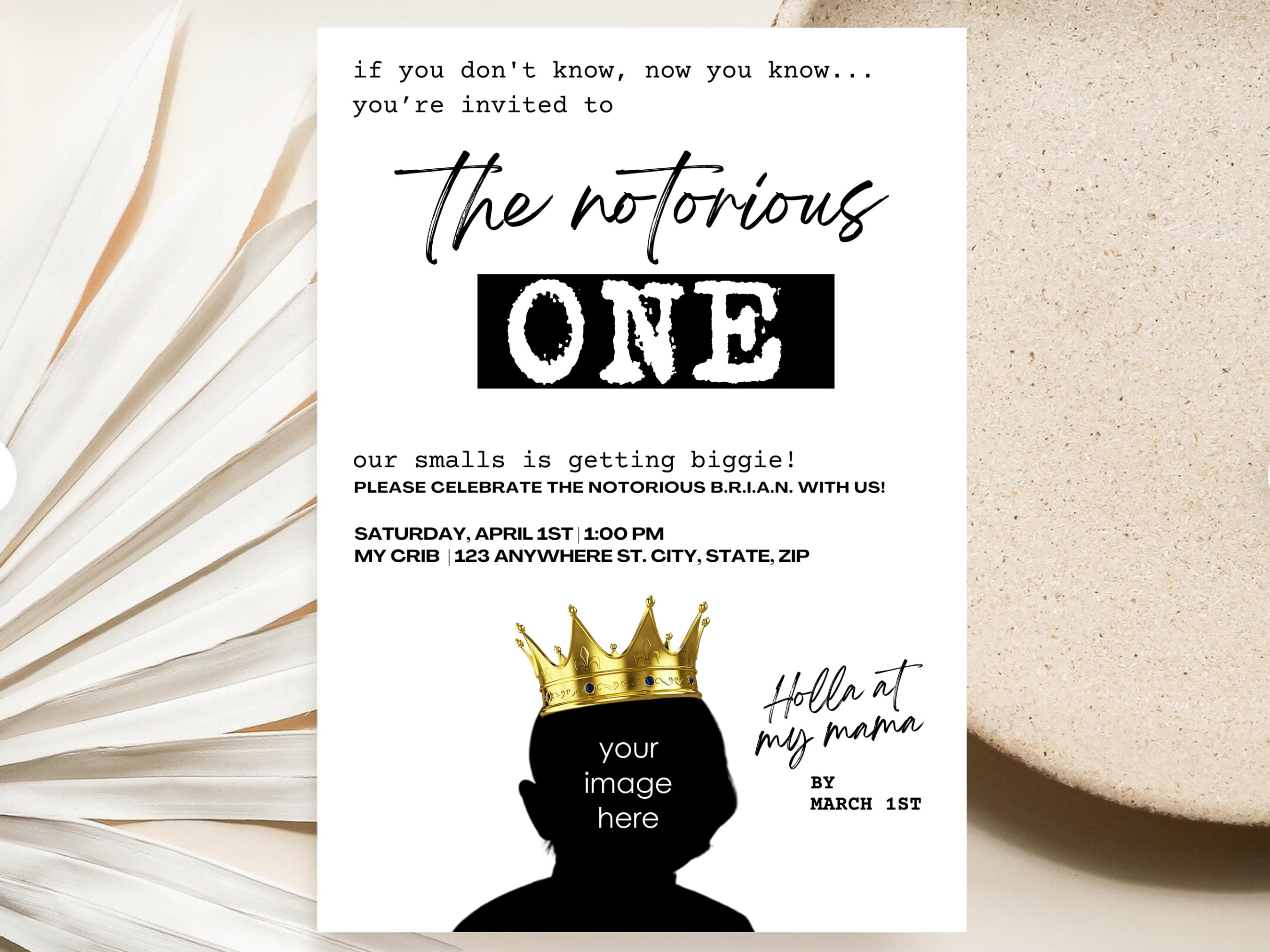 Notorious One Birthday Invitation, the Big One Birthday Invitation ...