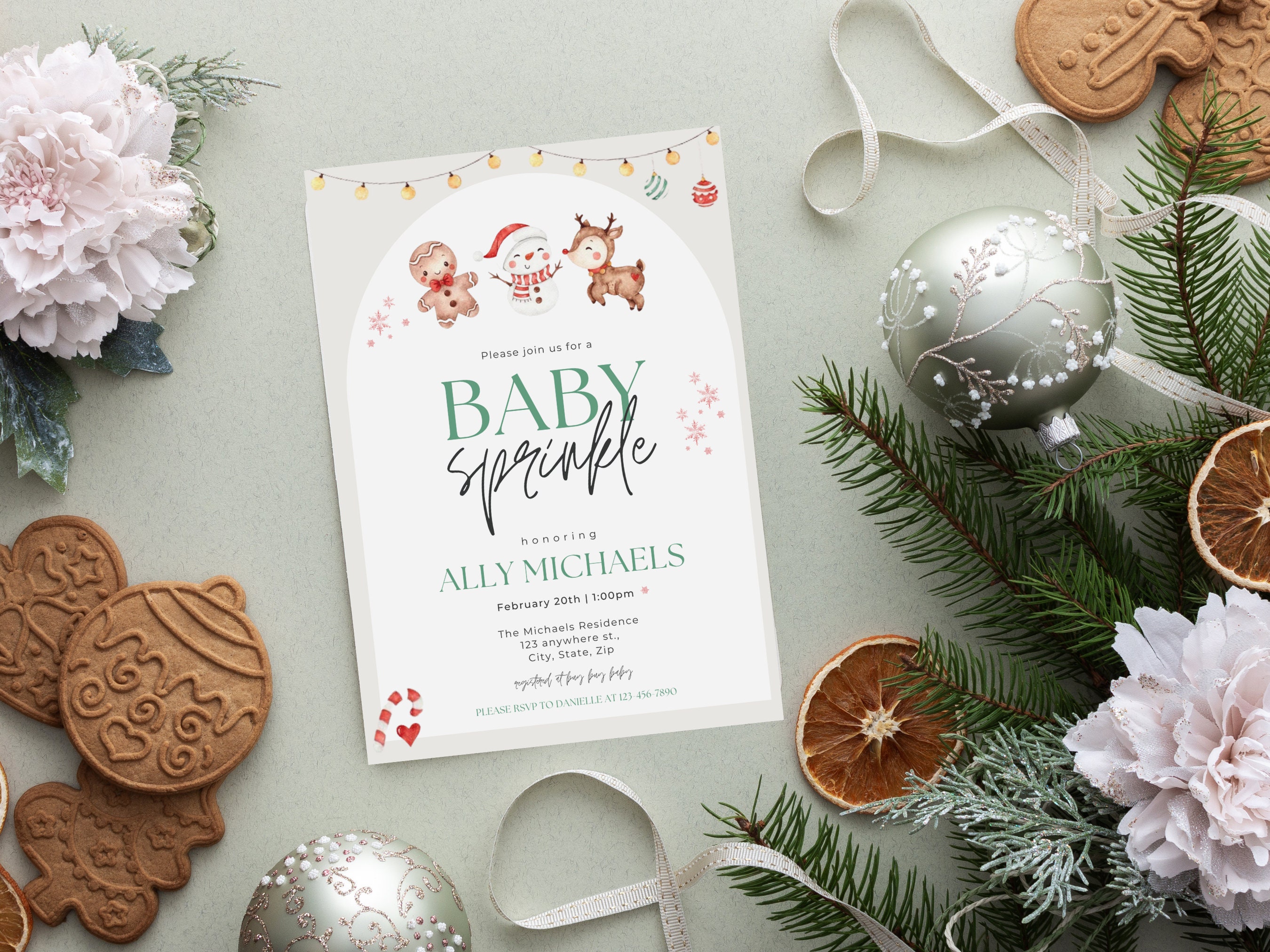 Winter Baby Sprinkle Invitation Template, Christmas Baby Sprinkle ...