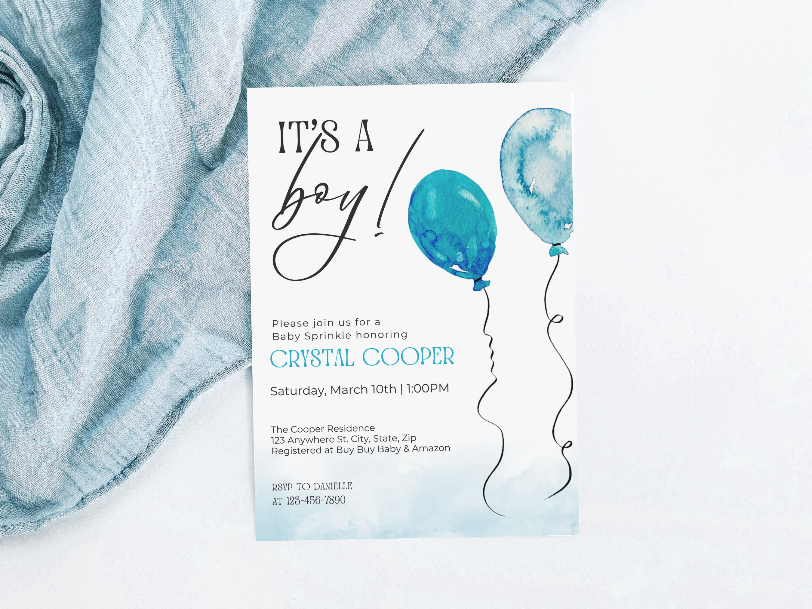 It's A Baby Boy Sprinkle, Baby Sprinkle Invite, Sprinkle Invitation ...