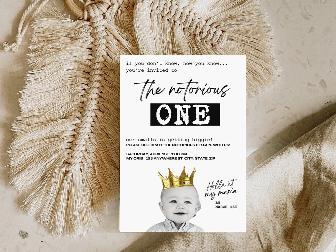 Notorious One Birthday Invitation, the Big One Birthday Invitation ...