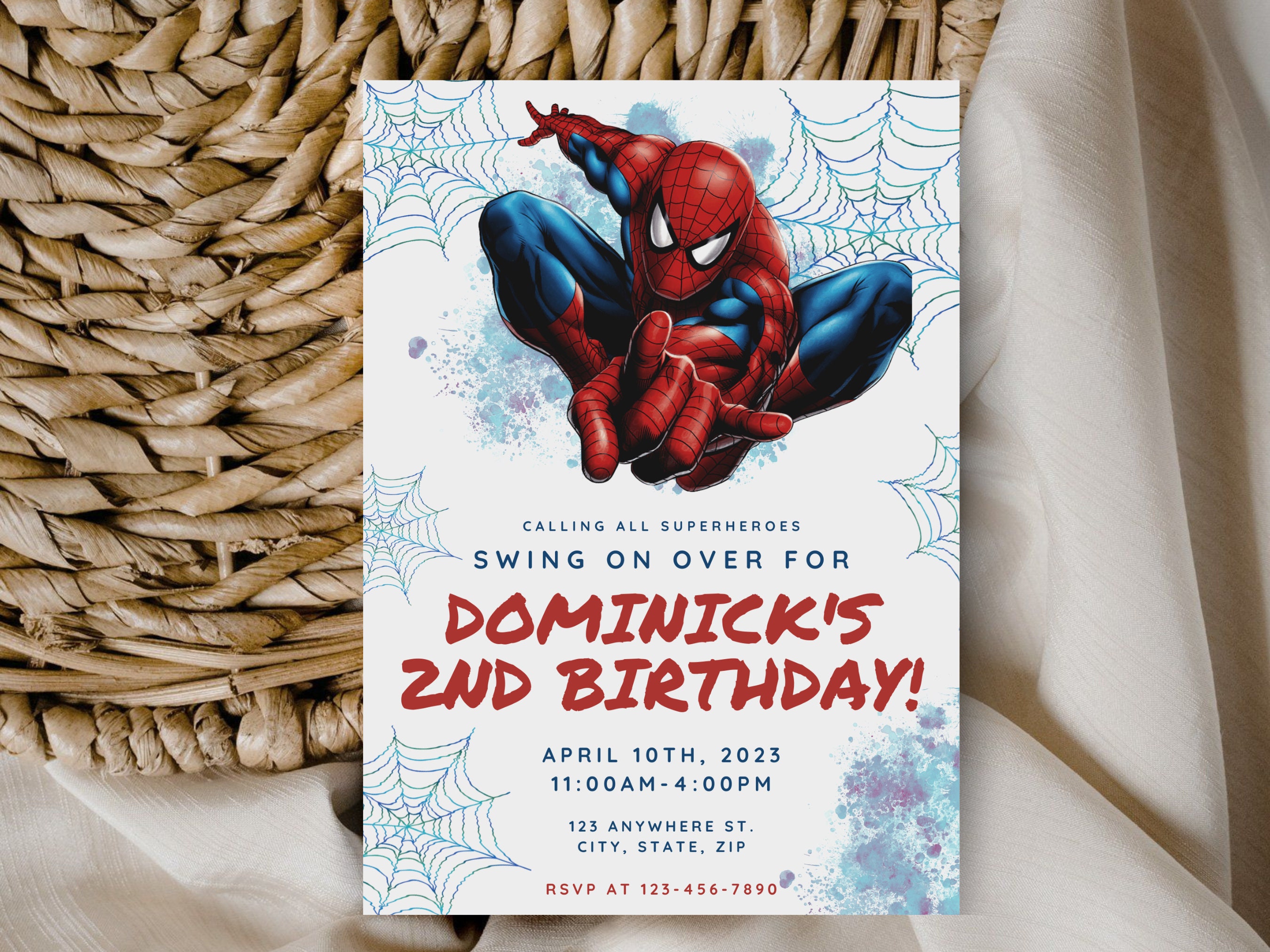 Spiderman Birthday Invitation, 2nd Birthday Spiderman Party, Spiderman ...