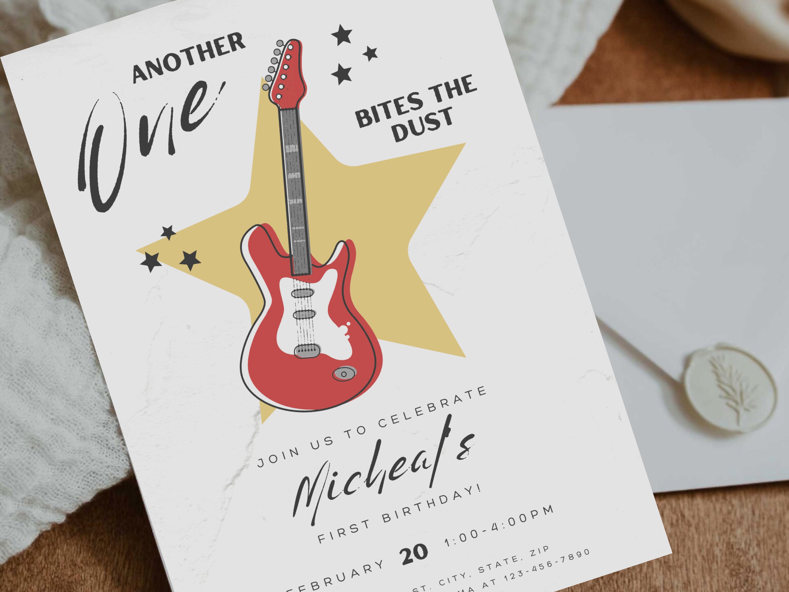 One Rocks 1st Birthday, Rockstar Birthday Invitation Template, Rock N ...