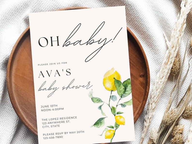 Lemon Theme Baby Sprinkle Invitation Lemon Baby Shower - Etsy