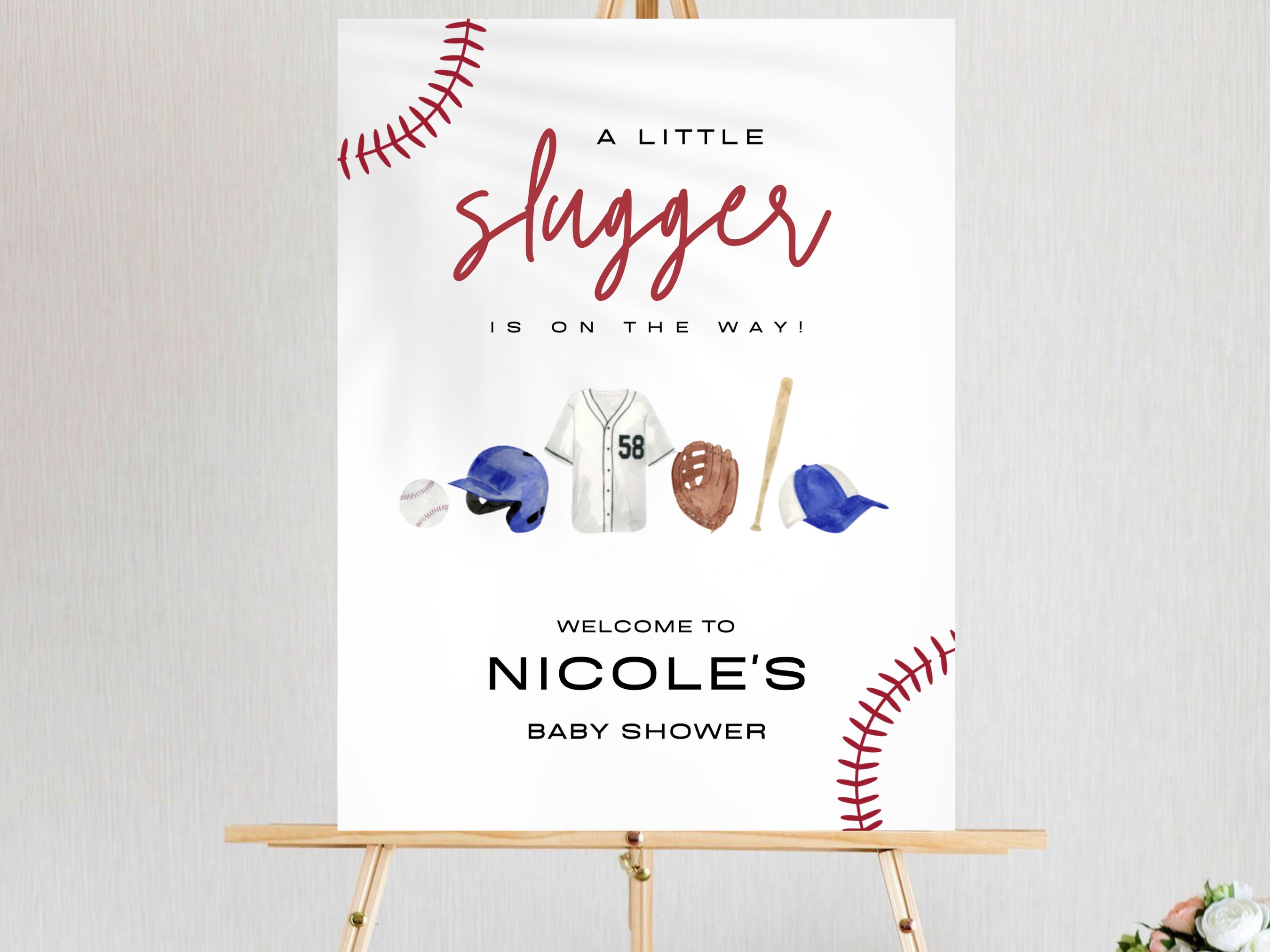 Baseball Baby Shower Decor, Baseball Baby Shower Sign, A Little Slugger ...