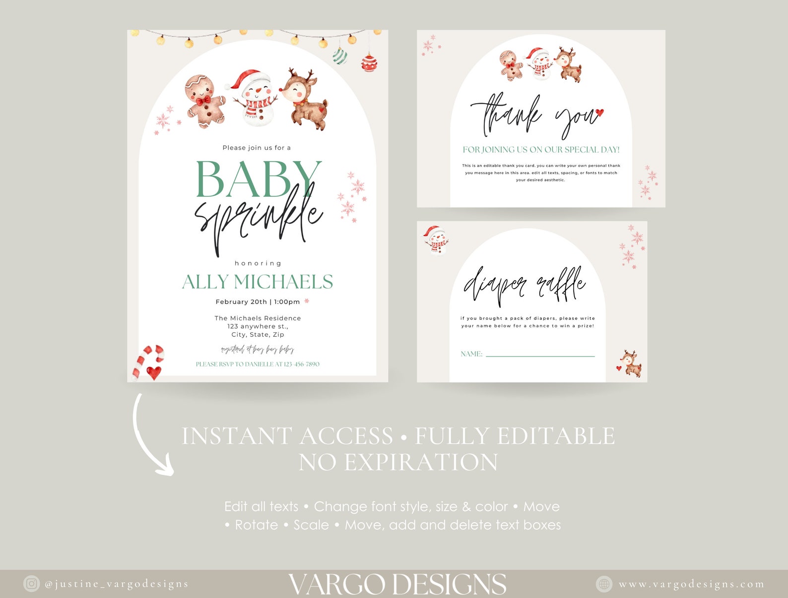 Winter Baby Sprinkle Invitation Template, Christmas Baby Sprinkle ...