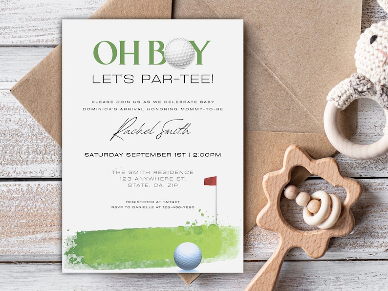 Baby Shower Evite, Golf Baby Shower Invitation Template, Baby Bingo ...