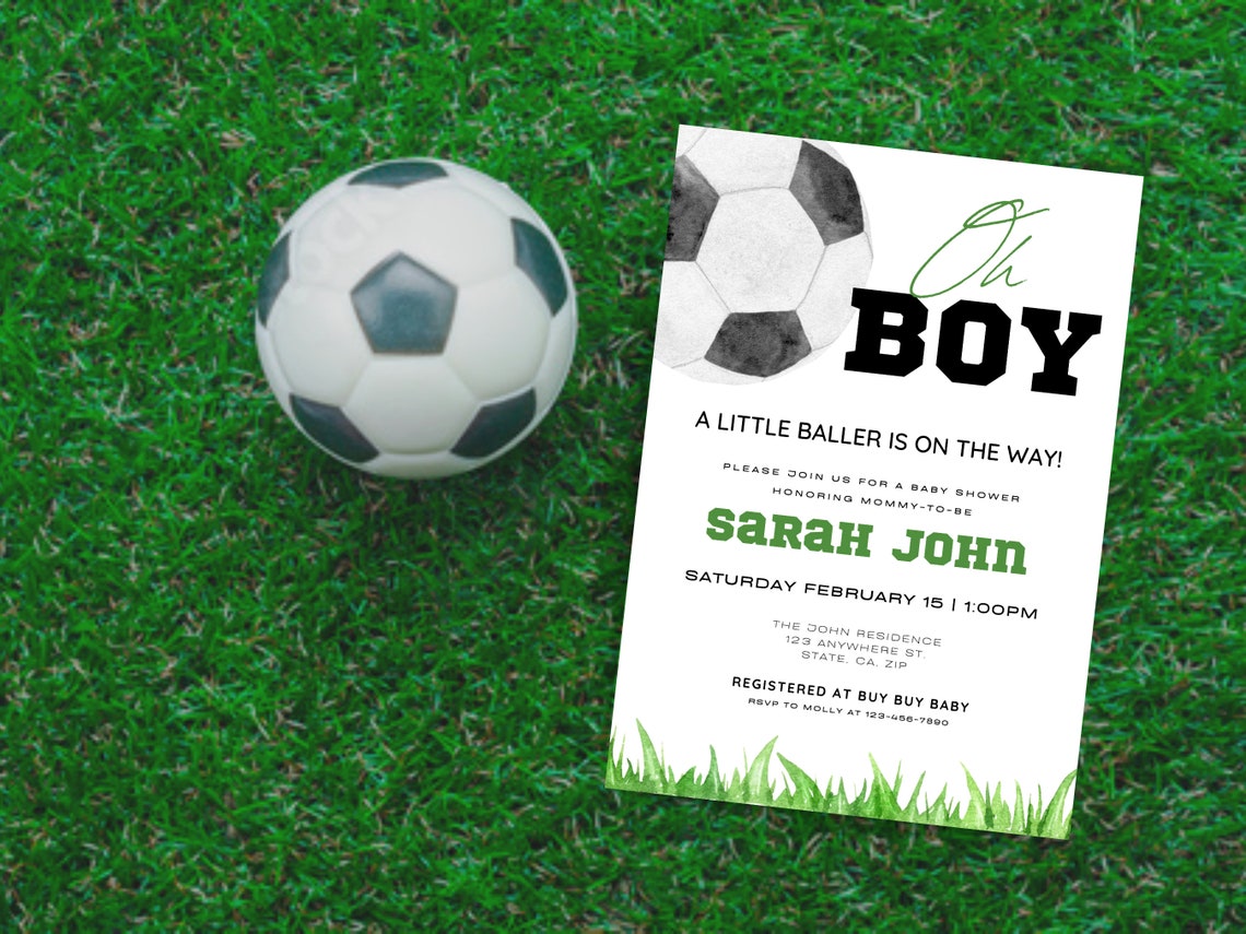 Soccer Baby Shower Invitation Template, Boy Baby Shower, Soccer ...