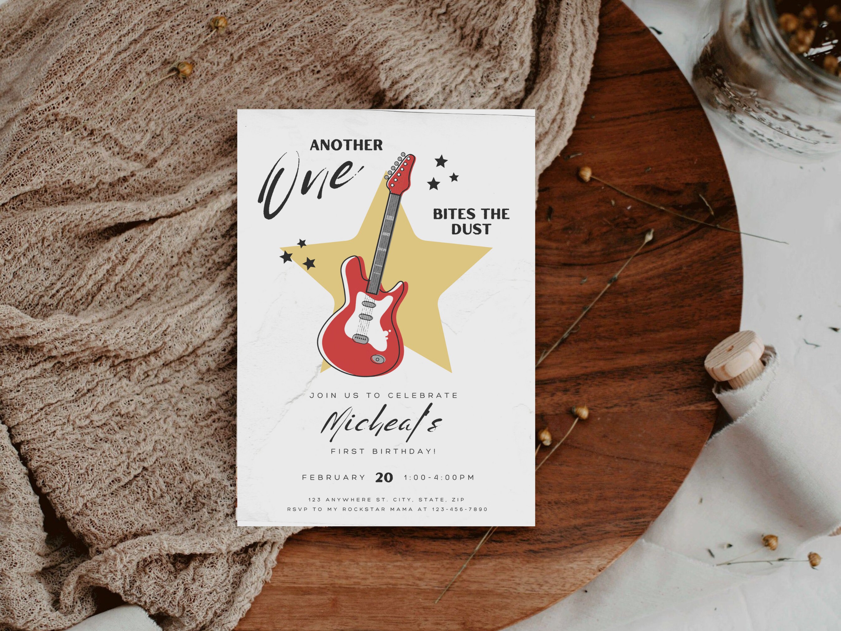 One Rocks 1st Birthday, Rockstar Birthday Invitation Template, Rock N ...
