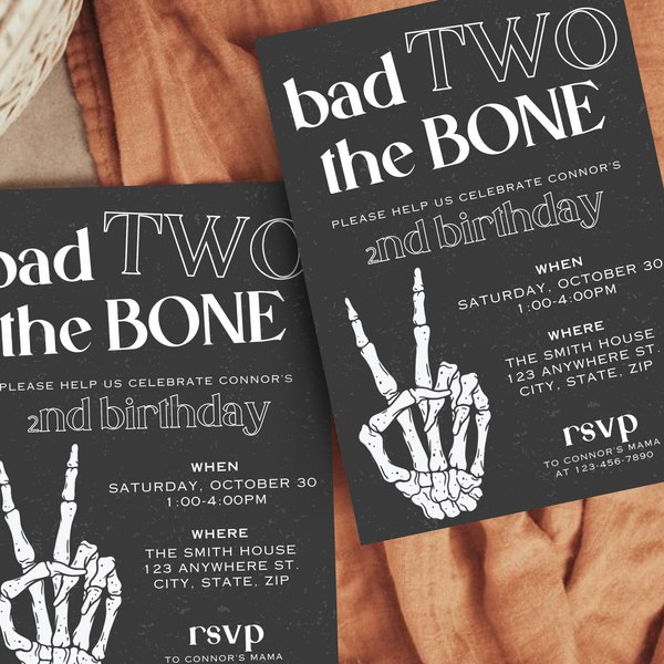 Bone Birthday Invite - Etsy