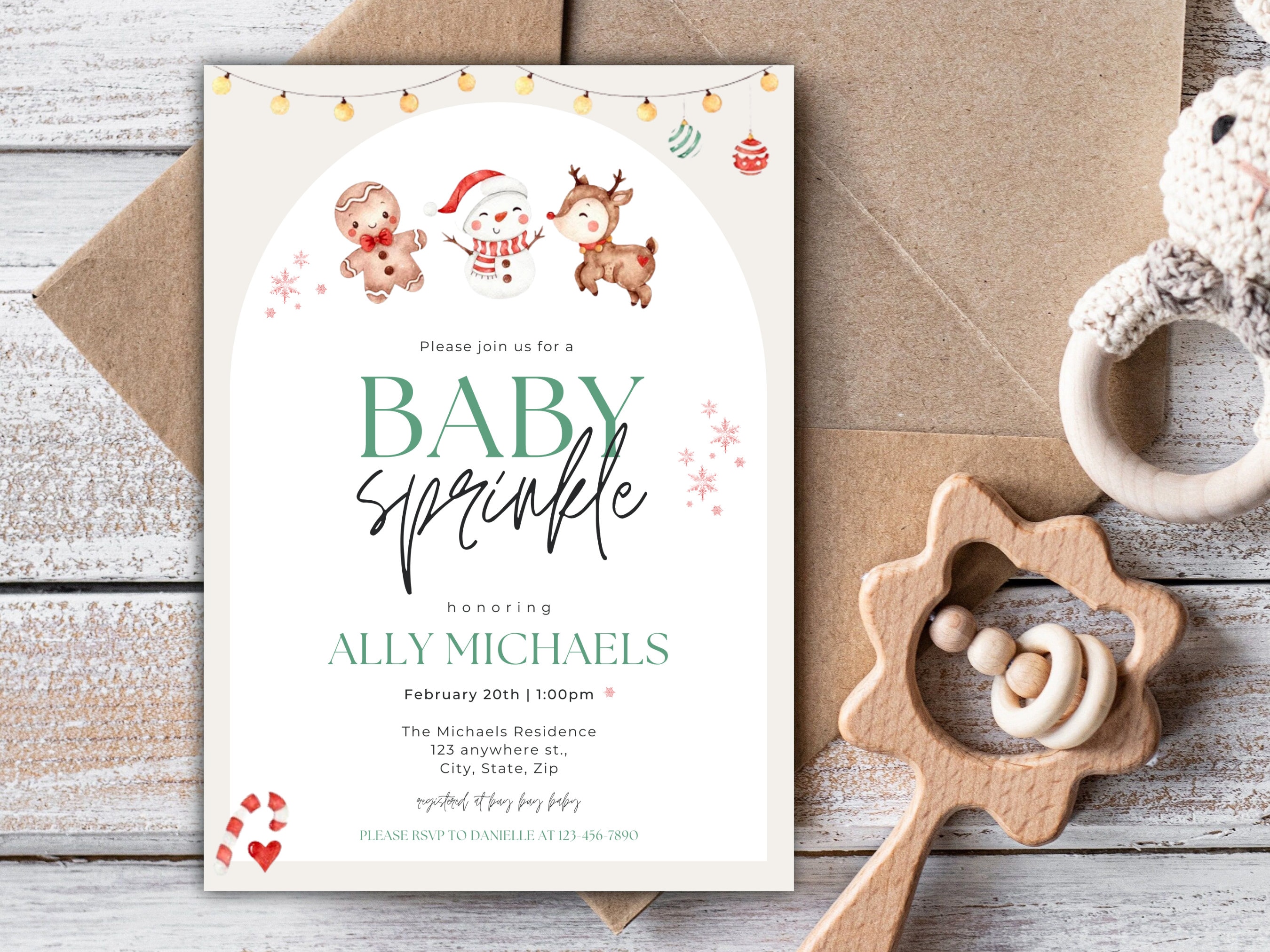 Winter Baby Sprinkle Invitation Template, Christmas Baby Sprinkle ...