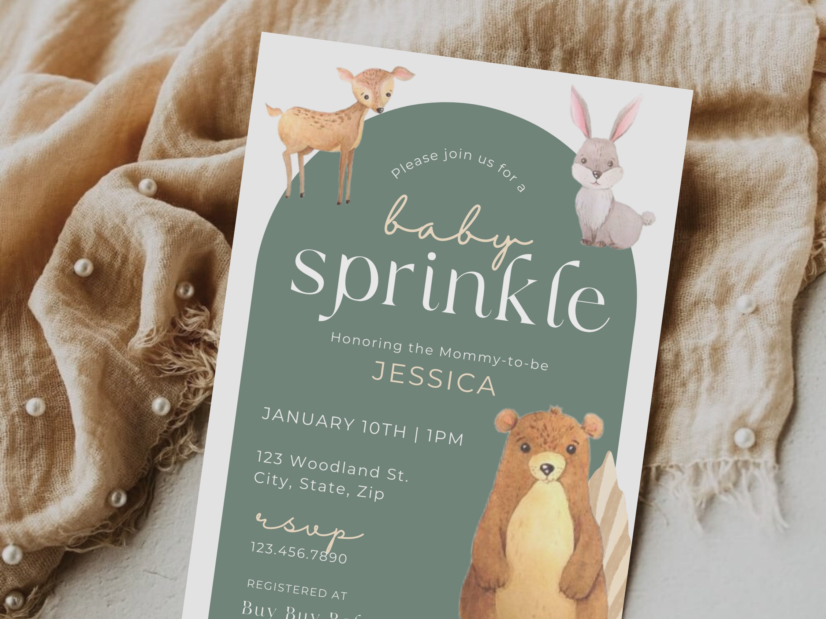 Baby Sprinkle Invitation Woodland Baby Sprinkle Baby Boy Sprinkle Baby ...