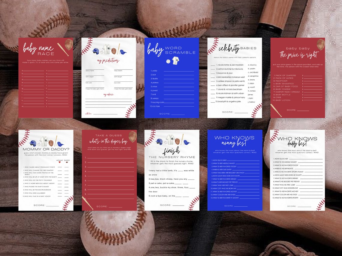 Baseball Baby Shower Games Baseball Party Game Baseball Baby - Etsy