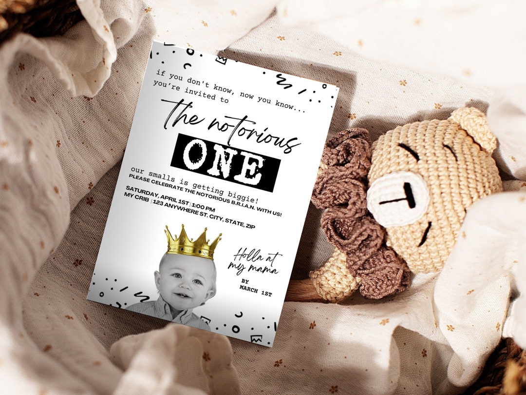 The Big One Birthday Invitation Template, Notorious One Birthday ...