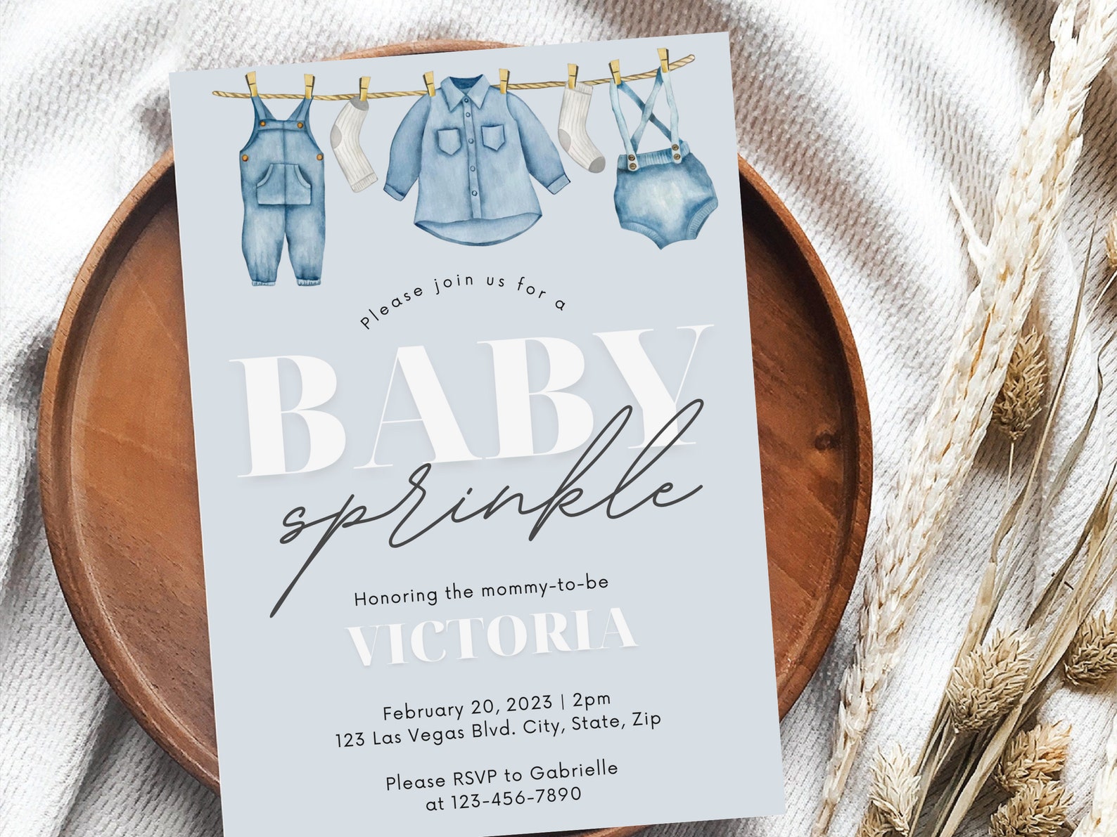 Baby Boy Sprinkle, Baby Sprinkle Invite, Sprinkle Invitation, Blue Baby ...