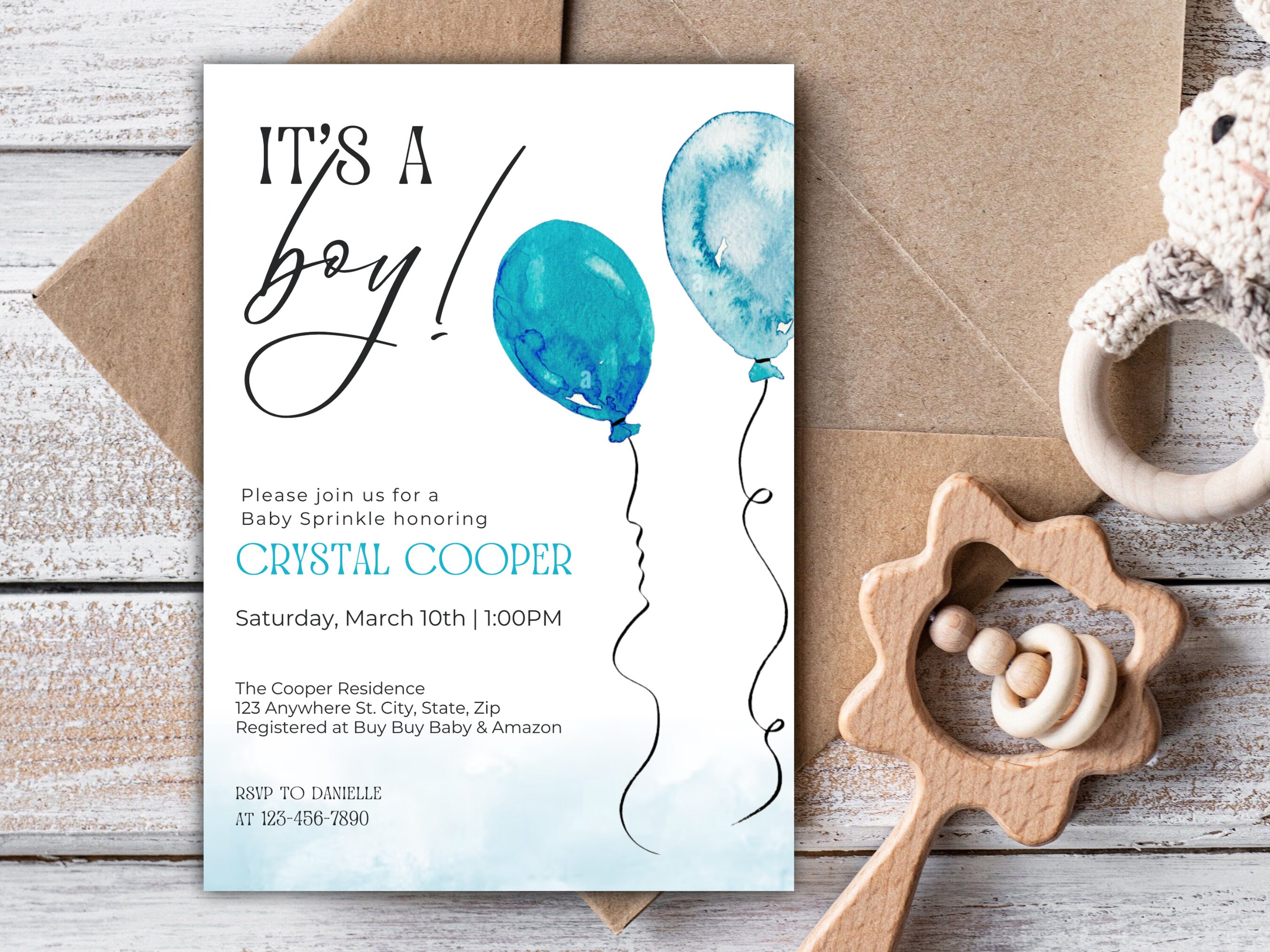 It's A Baby Boy Sprinkle, Baby Sprinkle Invite, Sprinkle Invitation ...