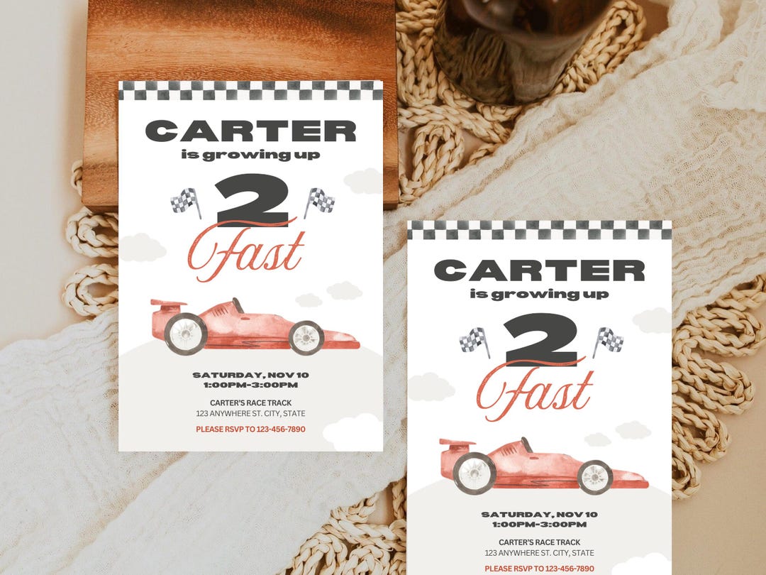 Cars 2nd Birthday Invitation: Racecar Theme (digital) - Etsy