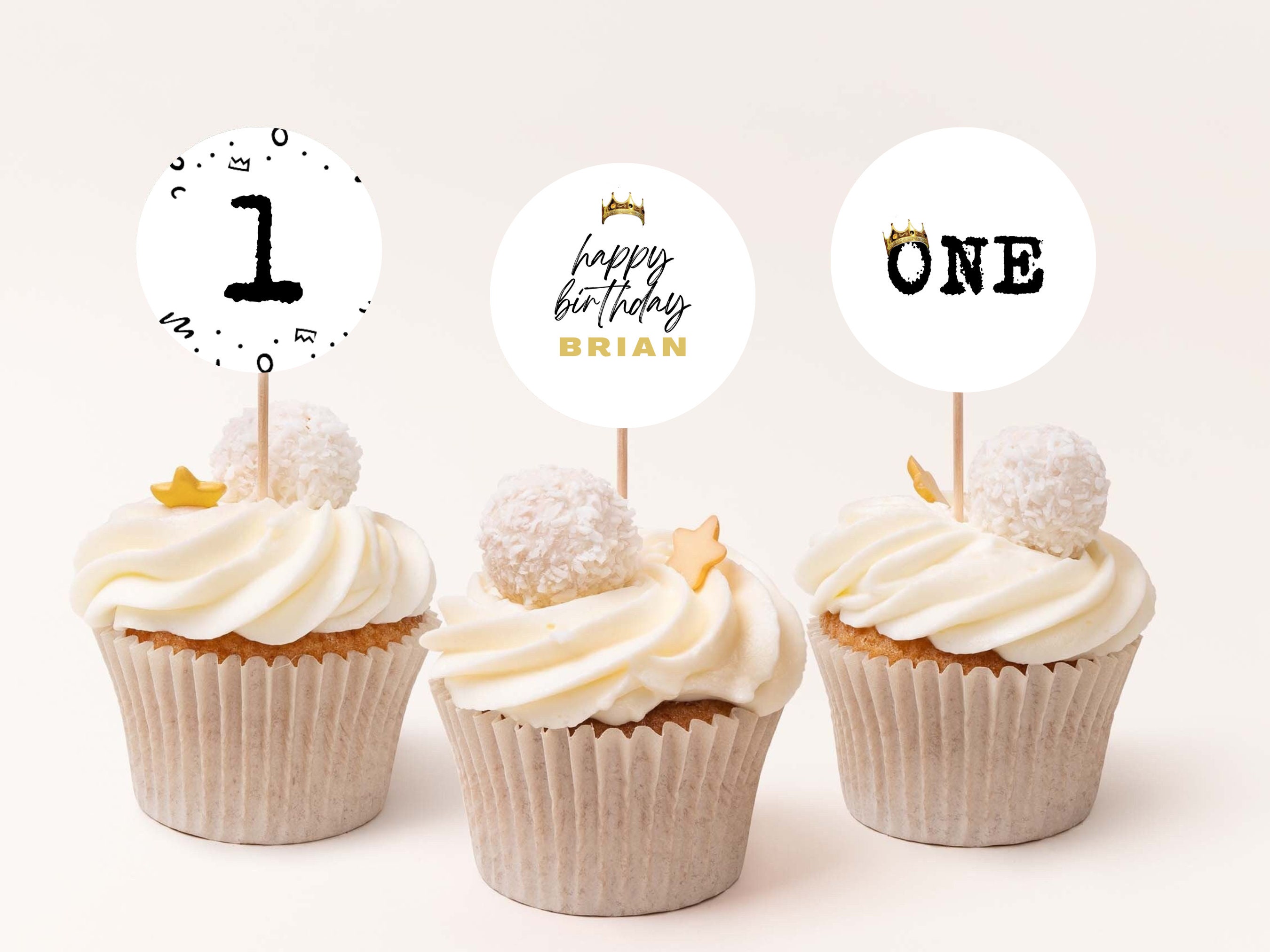 The Big One Birthday Cupcake Toppers Template, the Big One Cupcake ...