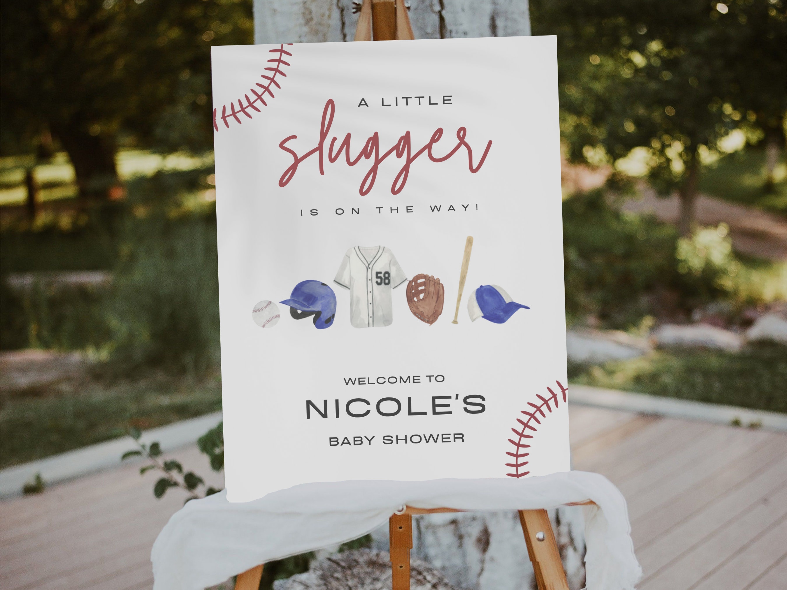 Baseball Baby Shower Decor, Baseball Baby Shower Sign, A Little Slugger ...