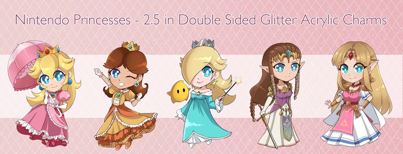 Super Smash Bros. Nintendo Princesses 2.5 Double Sided Acrylic Charms ...