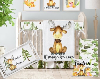 Moose Crib Bedding - Etsy