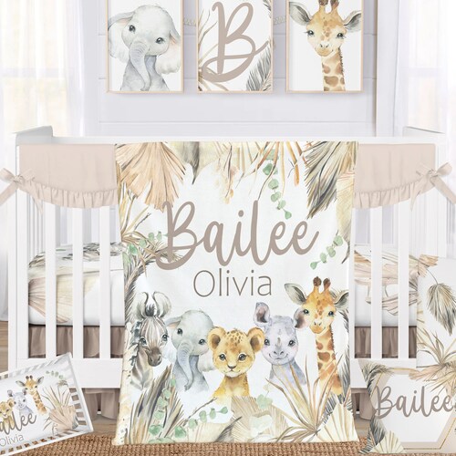 Safari Crib Bedding Set Safari Nursery Safari Animal Baby - Etsy