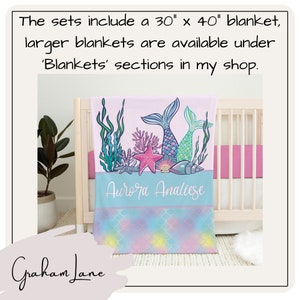 Mermaid Crib Bedding Set, Girl Baby Bedding, Personalized Baby Girl ...