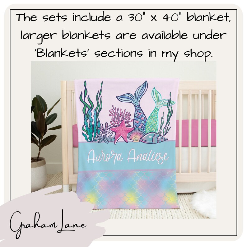 Mermaid Crib Bedding Set Girl Baby Bedding Personalized Baby - Etsy