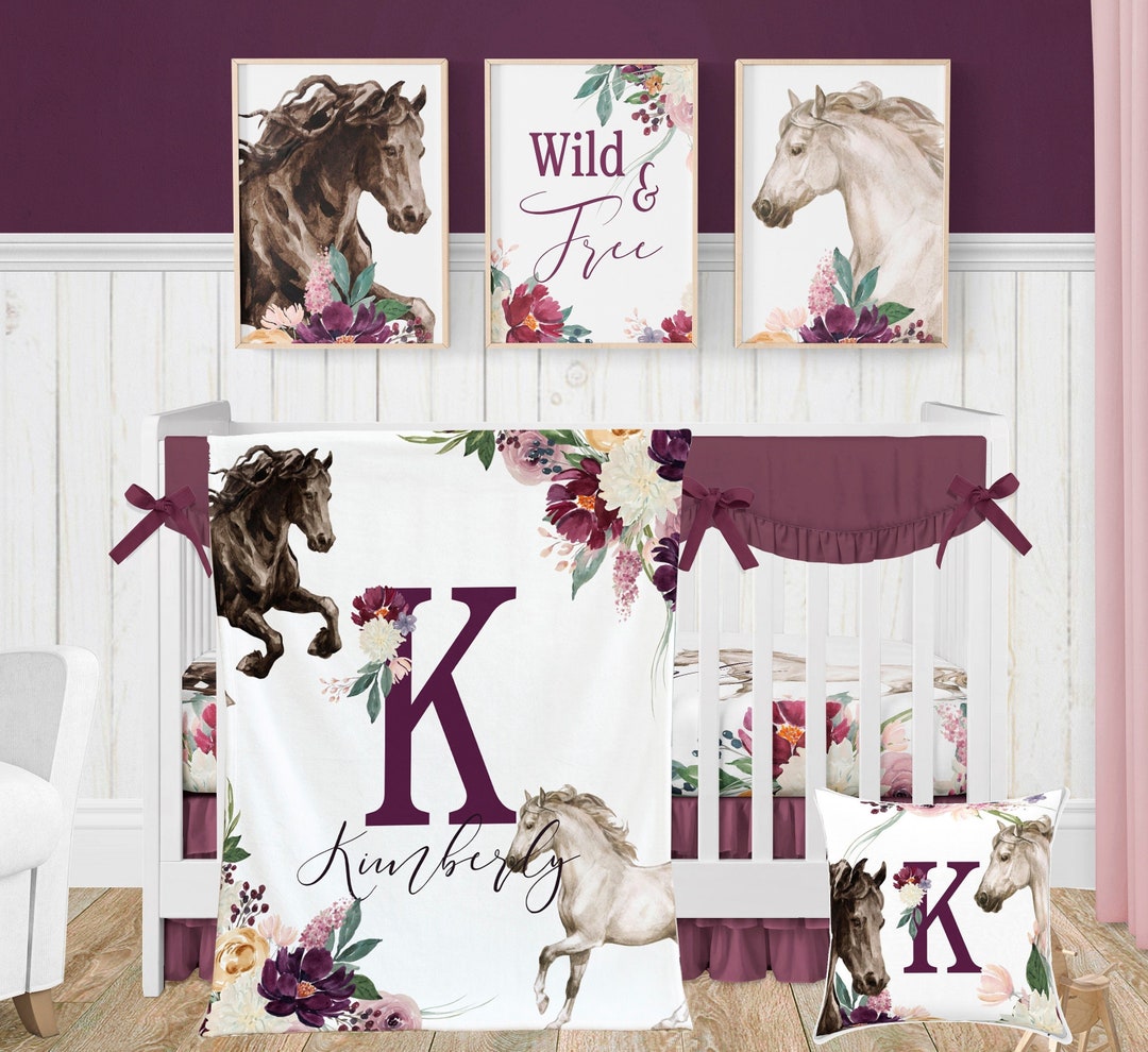 Horse Crib Bedding, Girl Horse Themed Nursery Crib Bedding Set ...
