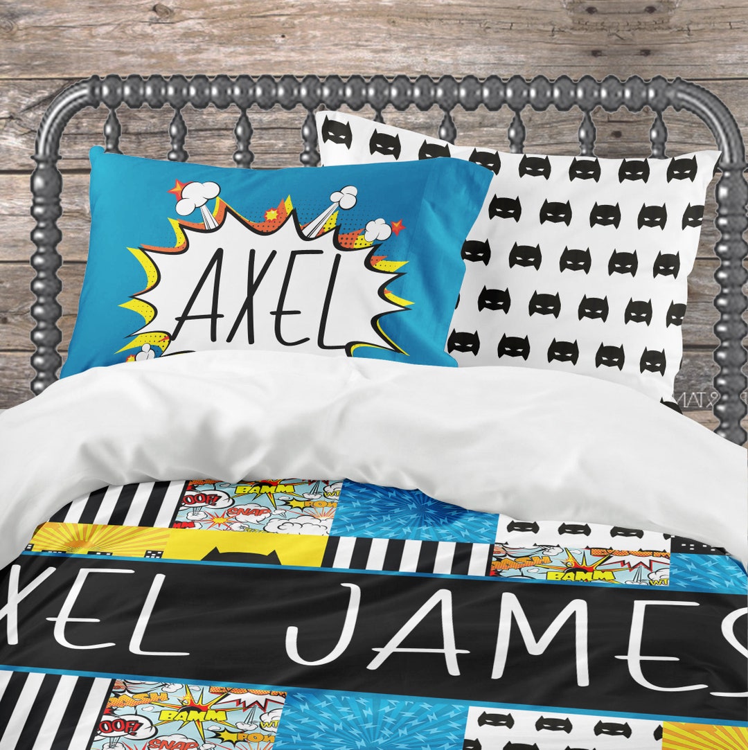 Superhero Comforter, Personalized Boys Bedding, Superhero Bedroom Decor ...
